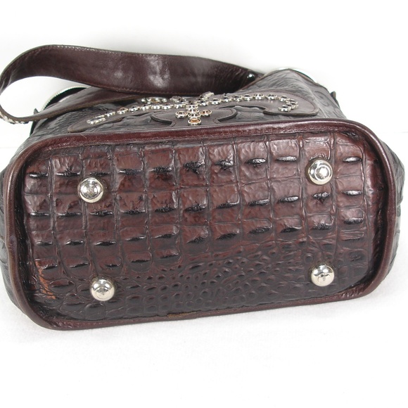 Raviani | Bags | Raviani Brown Croc Moc Tooled Leather Studs Bag | Poshmark